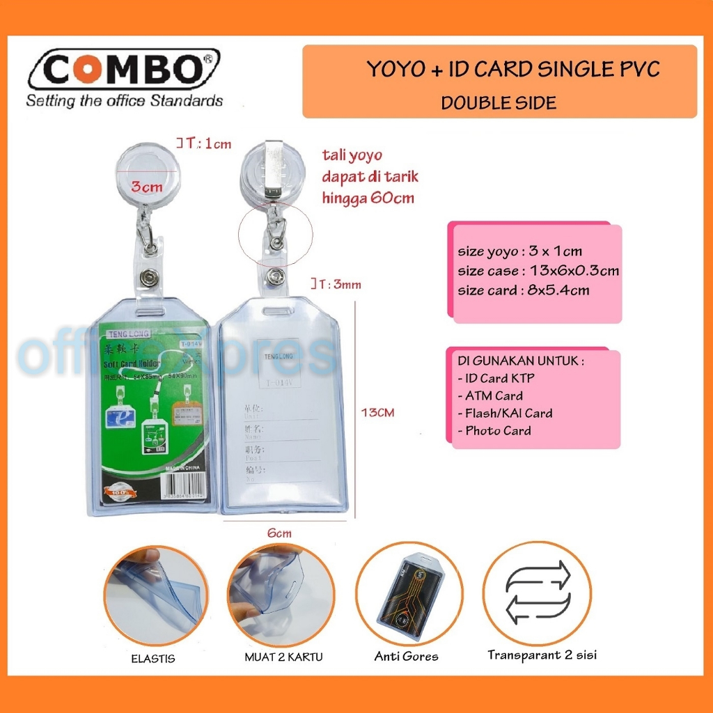 GANTUNGAN Transparent Yoyo Id Card Id Card/Id Card Set/Name Tag/Single ...