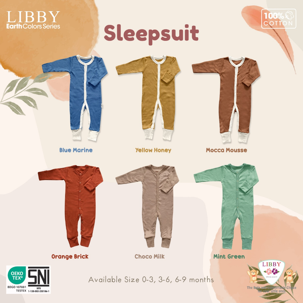 Libby Baby Sleepwear Sleepsuit Bodysuit Romper Plain Drop Needle 0-9 Months (1Pcs/Pack) | Shopee ...