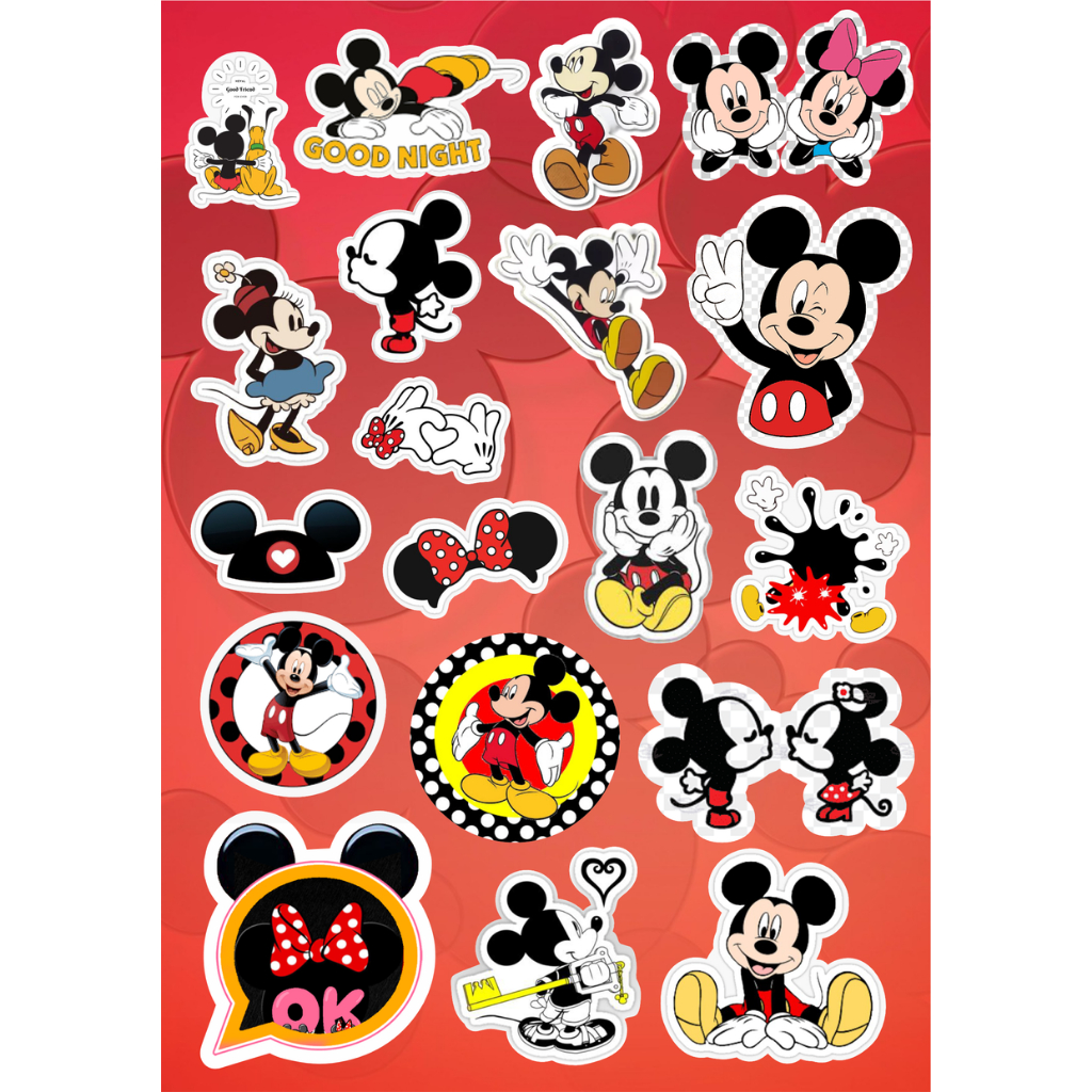 Mickey MOUSE Picture Sticker Glossy Laminate Vinyl Sticker KISS Cut/DIE ...