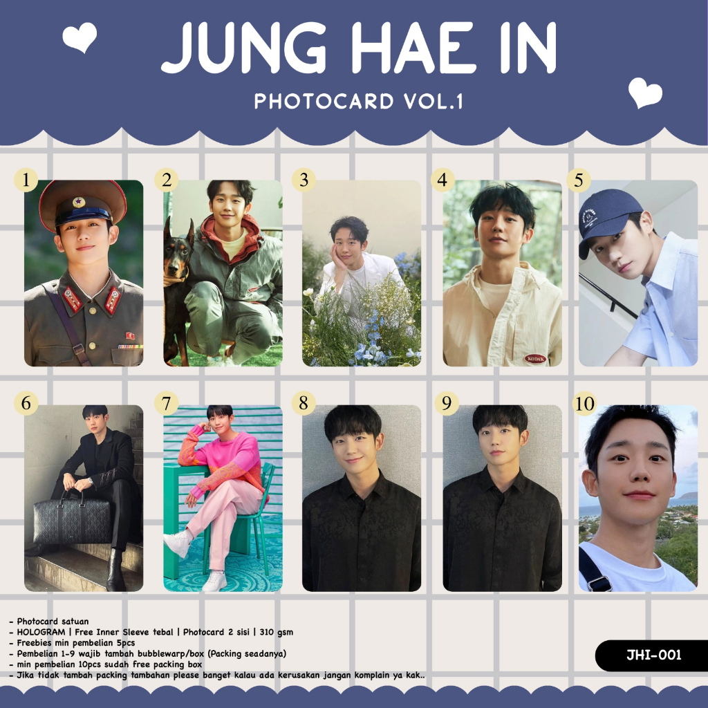 Photocard JUNG HAE IN VOL.1 Signature ACTOR K-DRAMA GLOSSY Front Back ...