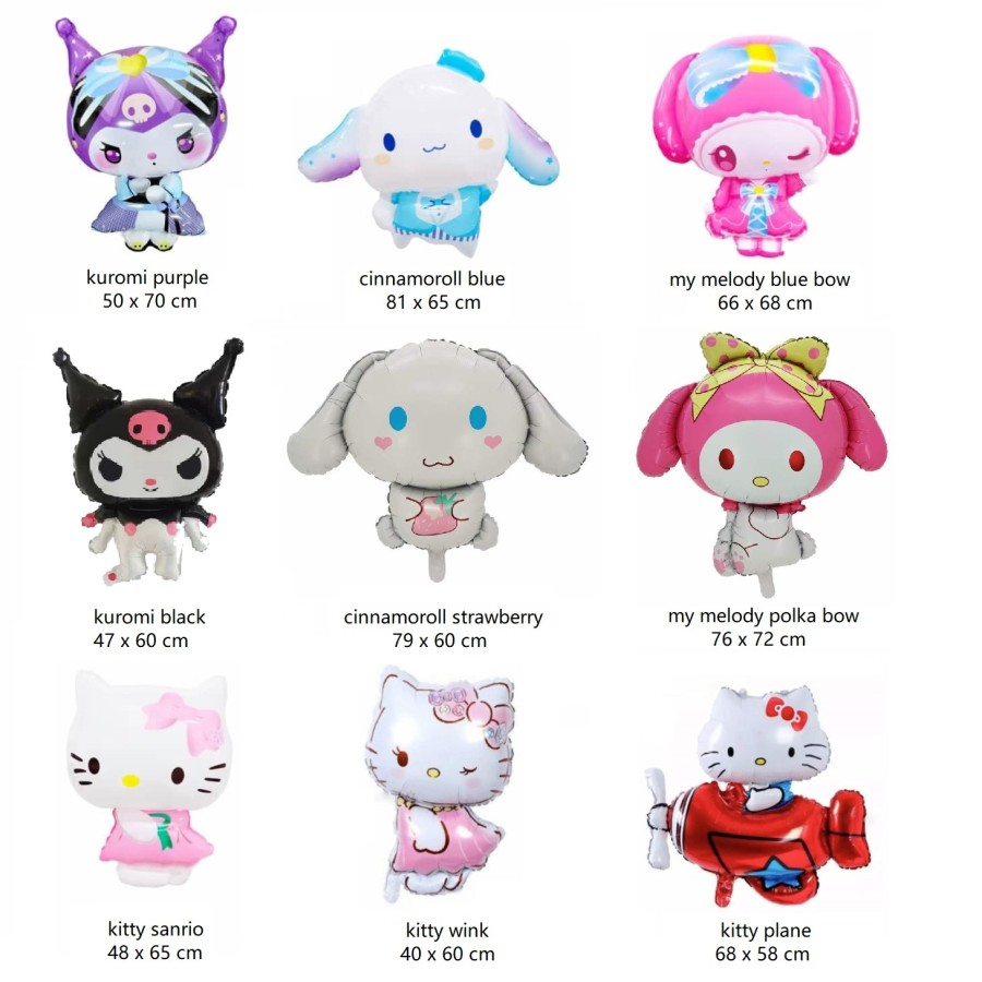 Kuromi / Cinnamoroll / My Melody / Hello Kitty Sanrio Foil Balloons ...