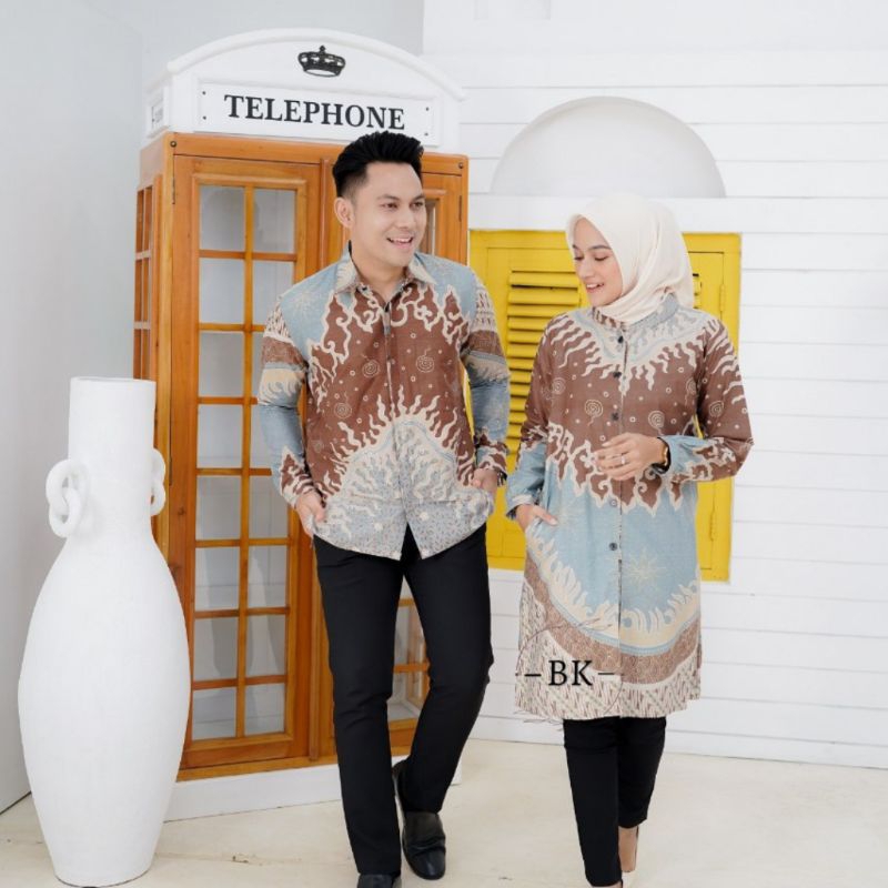 KEMEJA Couple BATIK INARA Brown MOCCA BATIK/Women's Long Sleeve BATIK ...