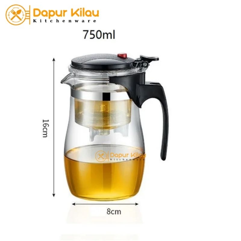 Glass Tea Pot Infuser Tea Pot Push button 500 - 900ml | Shopee Malaysia