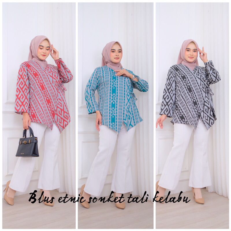 ZIGGY SONGKET BATIK BLOUSE WITH GRAY STRAP | Shopee Malaysia