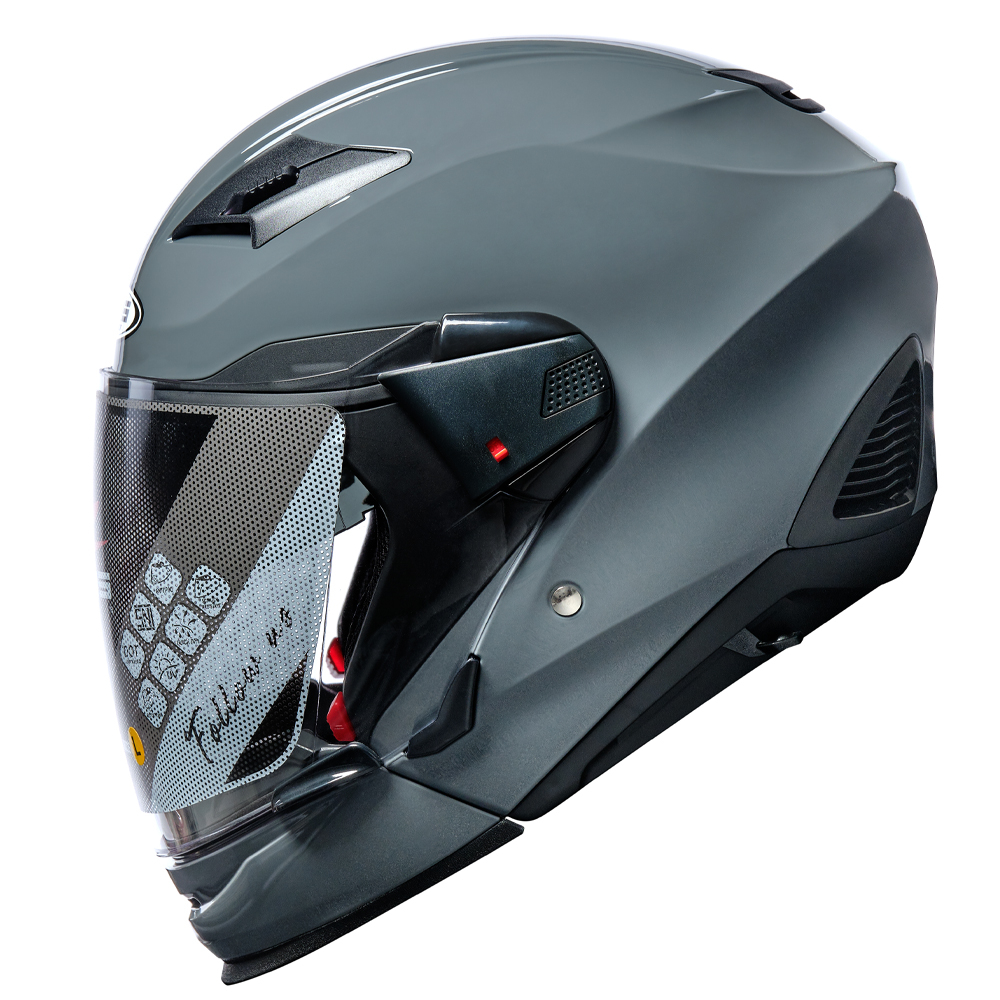 Zeus ZS 611C Gray GLOSSY MODULAR DOUBLE VISOR (Can Be FULL FACE And ...