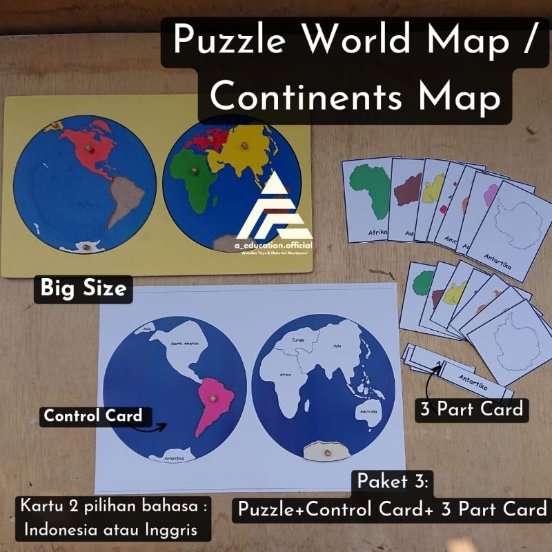 World Map Continents Map Montessori Puzzle | Shopee Malaysia
