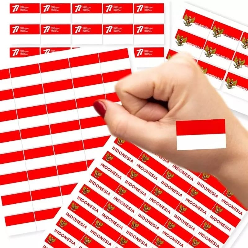 MERAH PUTIH Pgs Red and White Cheek stickers contains 24 pcs ...