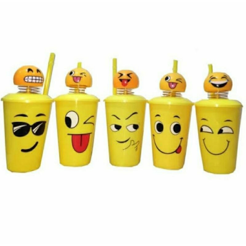 Emoticon Glass Bottle Glass Bottle Emoji Glass Shake Tumbler Bottle Plastic Emoticon | Shopee ...