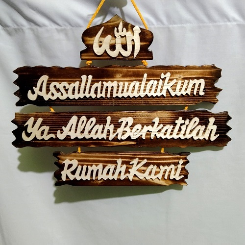 KAYU HIASAN DINDING Calligraphy Door Decoration Wall Decoration 4 Tier ...