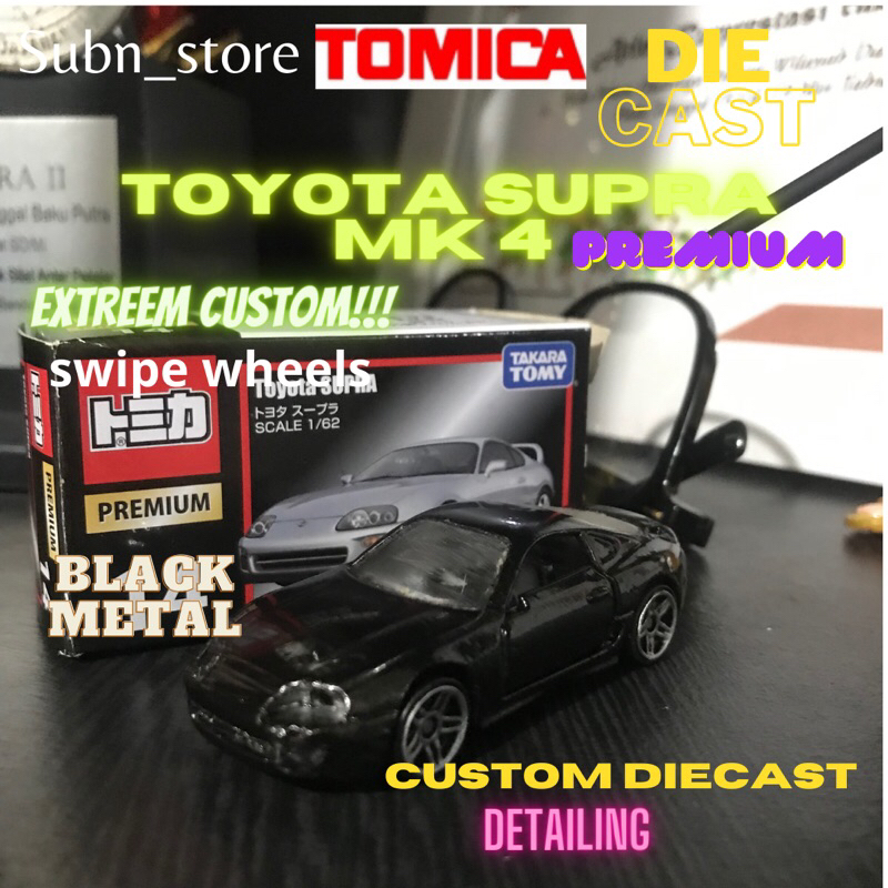 Tomica Premium Toyota Supra Mk4 Custom Extreem black metal Color and swipe wheels | Shopee Malaysia