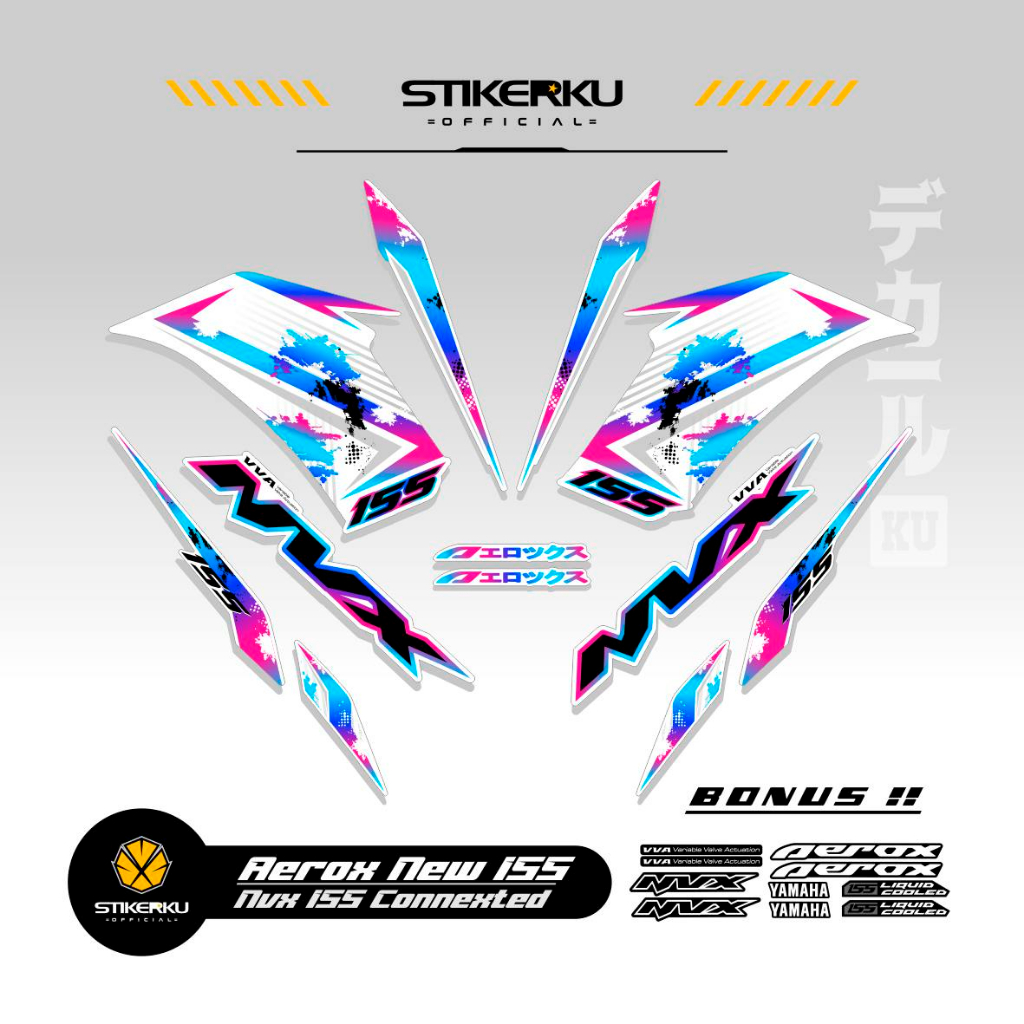 HITAM Striping AEROX 155 NEW CONNECTED MOTIF 3 / COMBO COLOR / BLACK ...