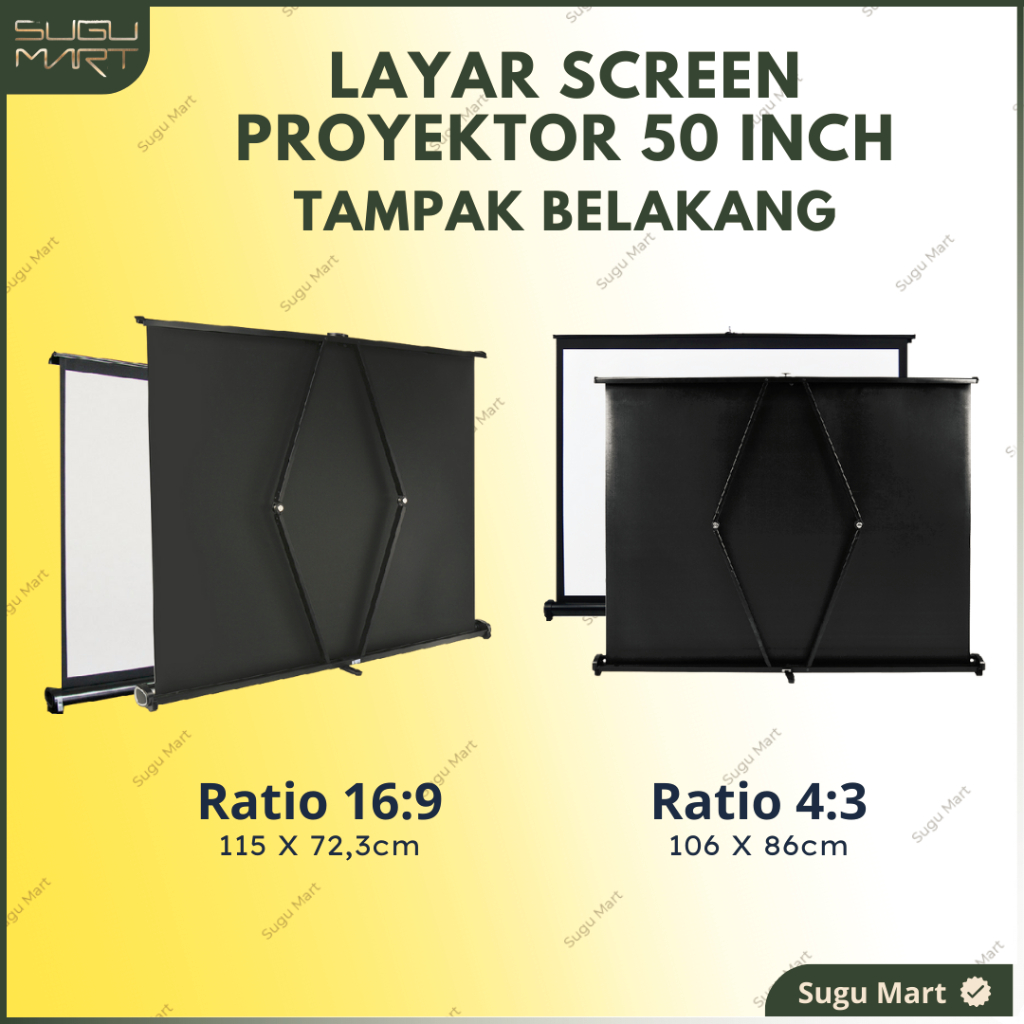LAYAR 50 Inch Projector Screen | Ratio 50 Inch Portable Projector ...