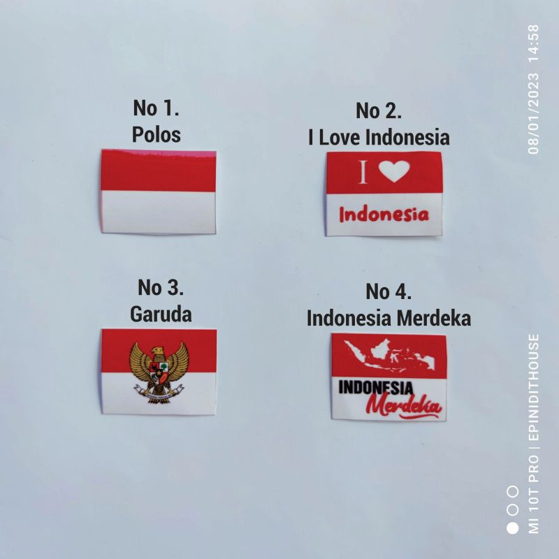 MERAH PUTIH Package of 10 pc Red and White Flag Cheek Stickers ...
