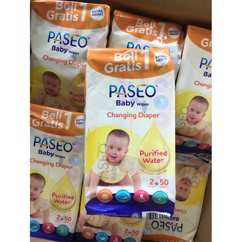 Paseo WET Tissue BUY 1 GET 1 Baby Tissue Diaper Changing 50 sheets non ...