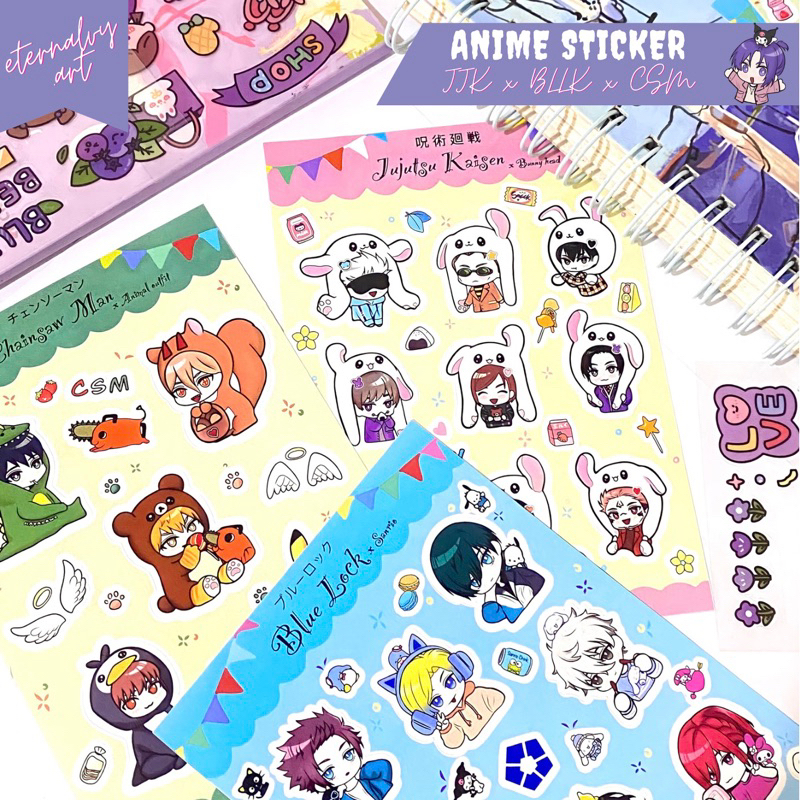 Anime Sticker Sheet by eternalvy | Jujutsu Kaisen, Blue Lock, Chainsaw ...