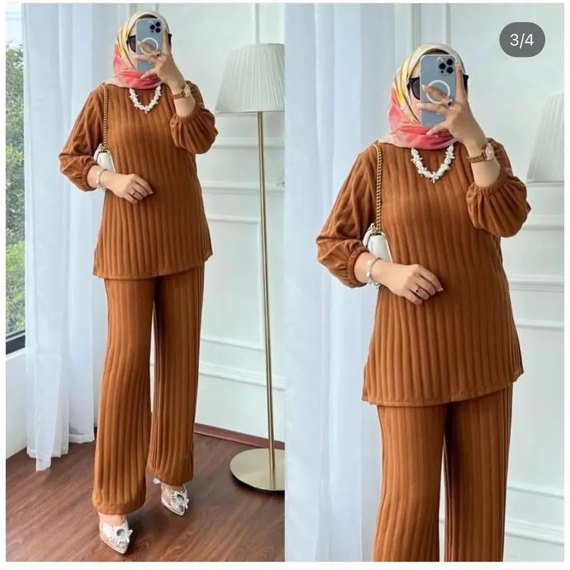 One SET NEWEST WOMEN'S KENIT ONE SET MUSLIMAH | Shopee Malaysia