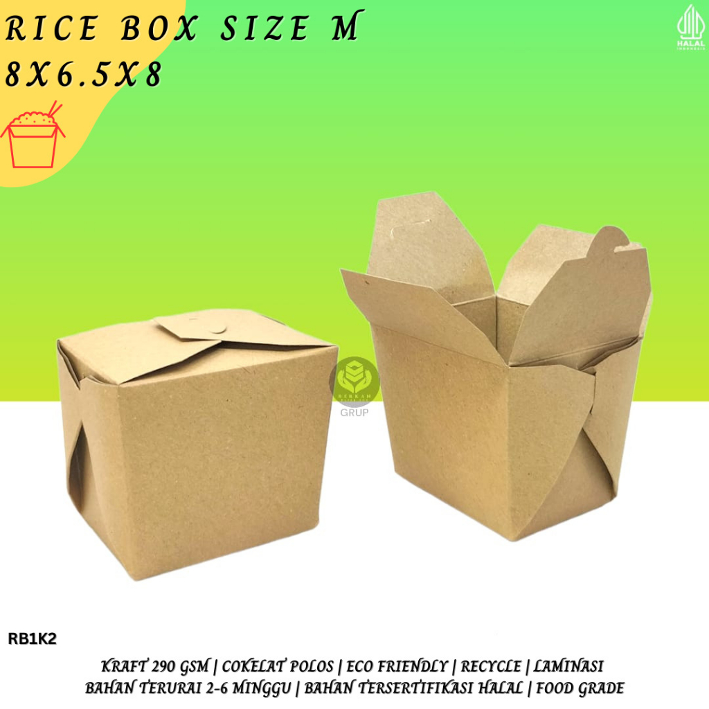 Paper Rice Box Medium Food Pail M Lunch Box (RB1K2-8X6.5X8 Cm) | Shopee ...