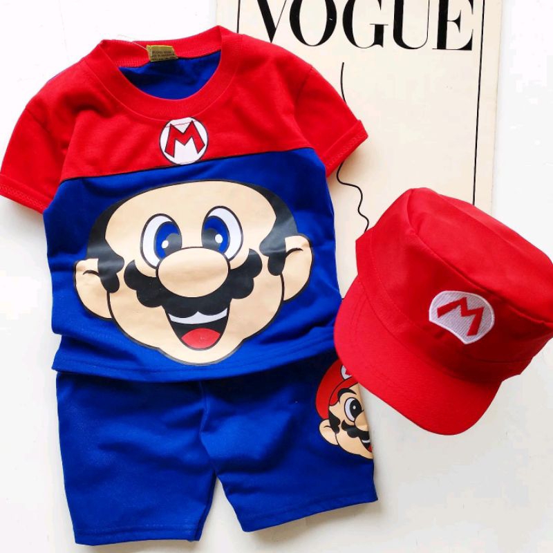 Mario Bros Children's Clothes for Boys and Girls with Hats for 1-10 ...