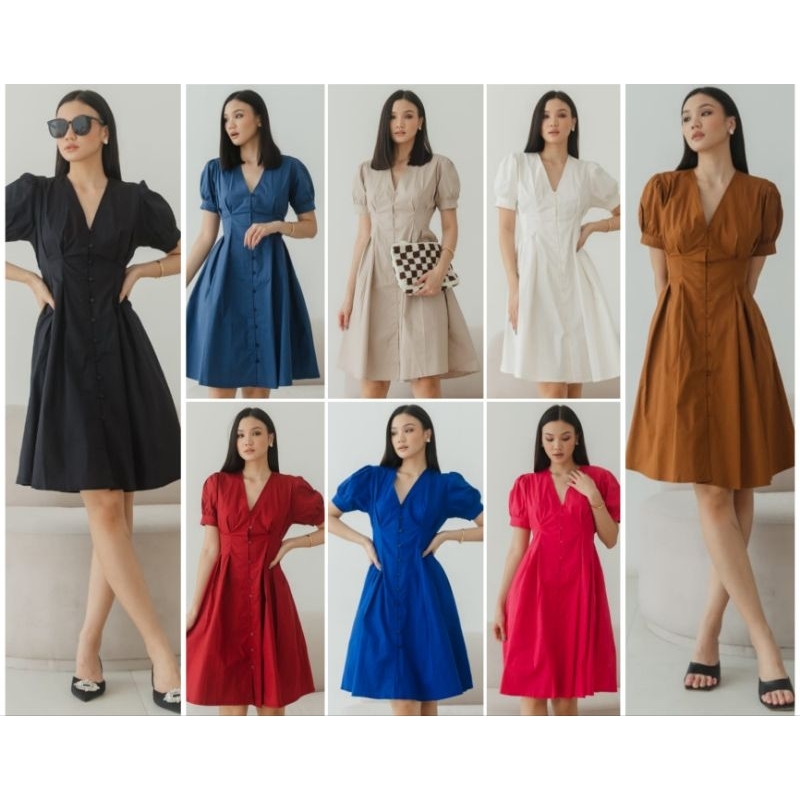 KATUN ️ ️ Recommended ️ PREMIUM MINELLA COTTON POPLIN DRESS | Plain V ...