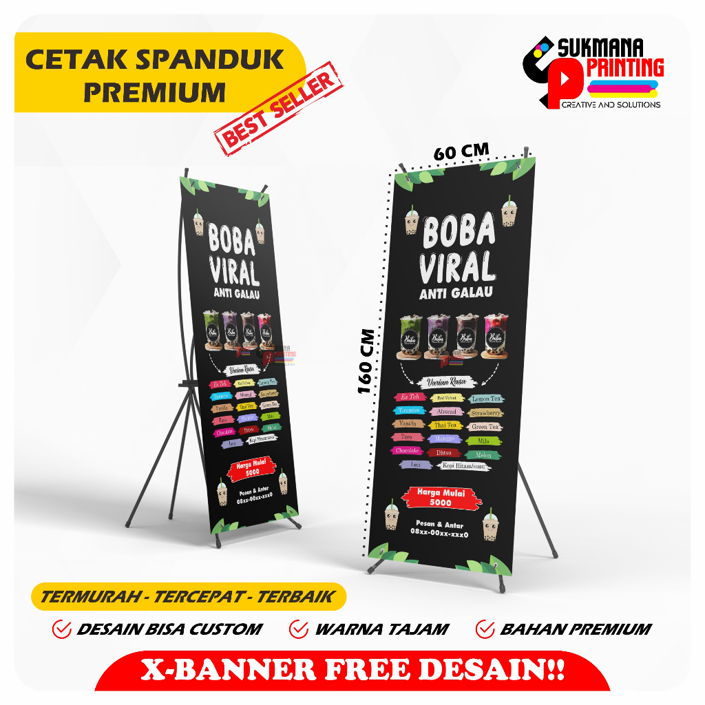 X-banner STAND 1 SET OF CURRENT VIRAL BOBA DRINKING BANNER FRAME ...
