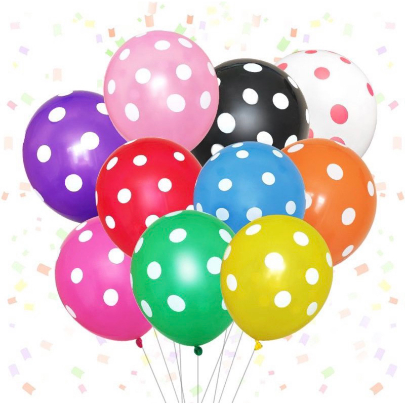 10 Polka Dot Birthday Balloons / 12 inch Latex Balloons - 10 pcs ...
