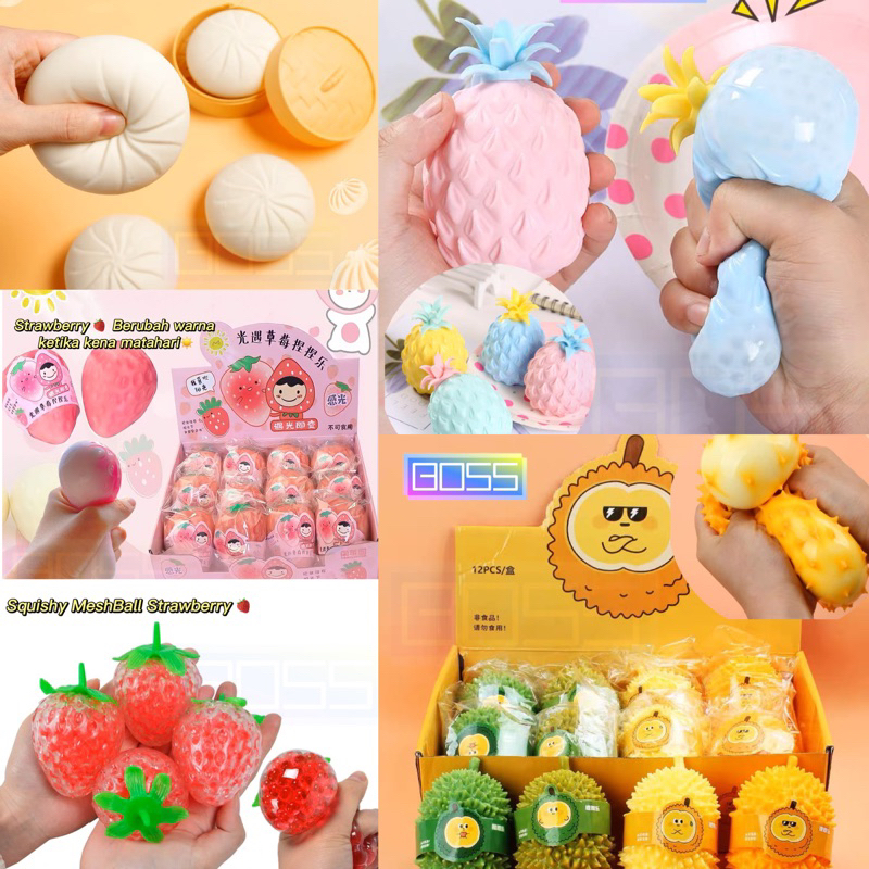 BOSS-Viral Pao Squishy Toy Strawberry Pineapple pastel Durian Cute ...