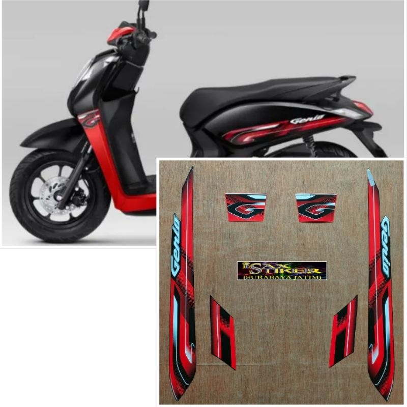 MERAH Original red and black Honda Genio CBS Striping 2022 2023 ...