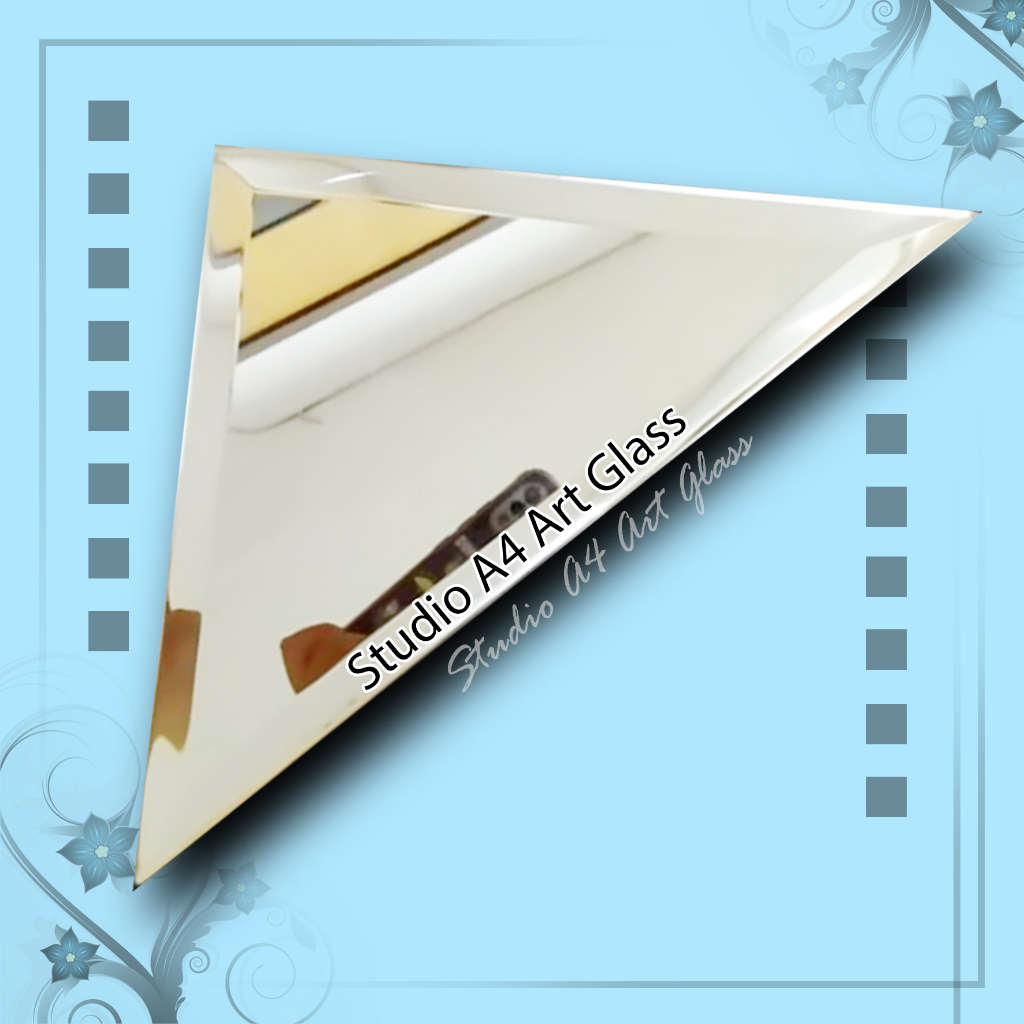 HIASAN DINDING Triangular bevel Glass 20cm 5mm Thick--Wall Decoration ...