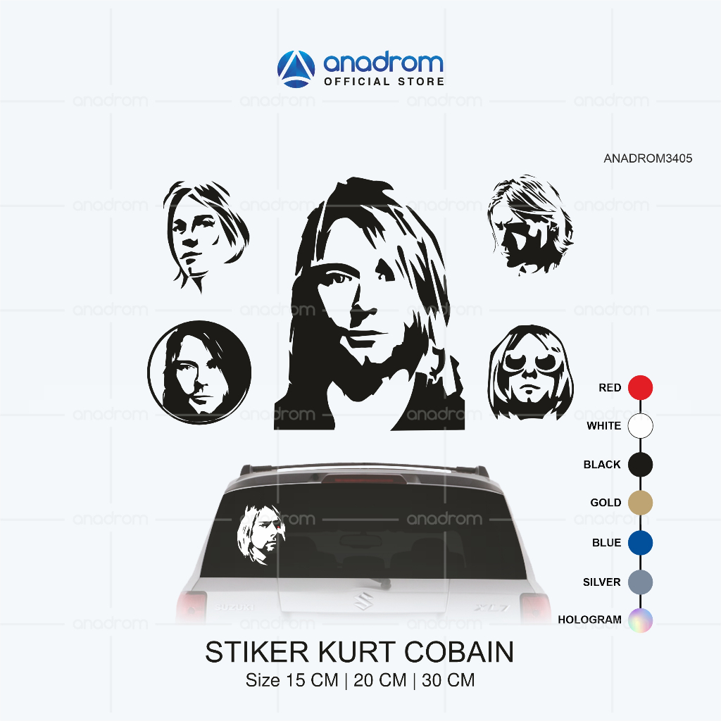 Kurt Cobain Sticker | Car Glass Sticker | Motorcycle Sticker | Anadrom ...