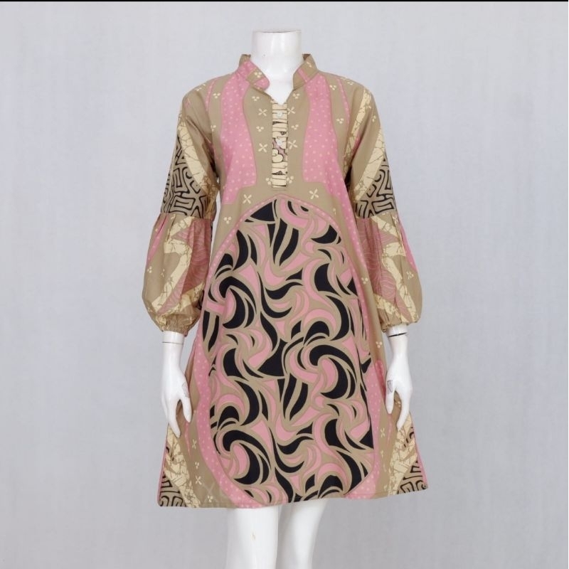 Solo BATIK DRESS TUNIC OFFICE BATIK FRONT BUTTONS BALLOON SLEEVES ...