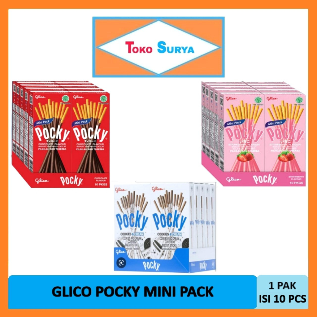 Glico Pocky Mini Pack Chocolate/Strawberry/Cookies&Cream 1 Pack Contains 10Pcs x 21Gr | Shopee ...