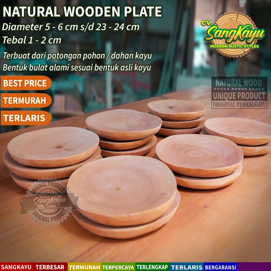 KAYU Sangkayu Wooden Plate Serving Plate Round Tray Wooden Plate Wooden ...