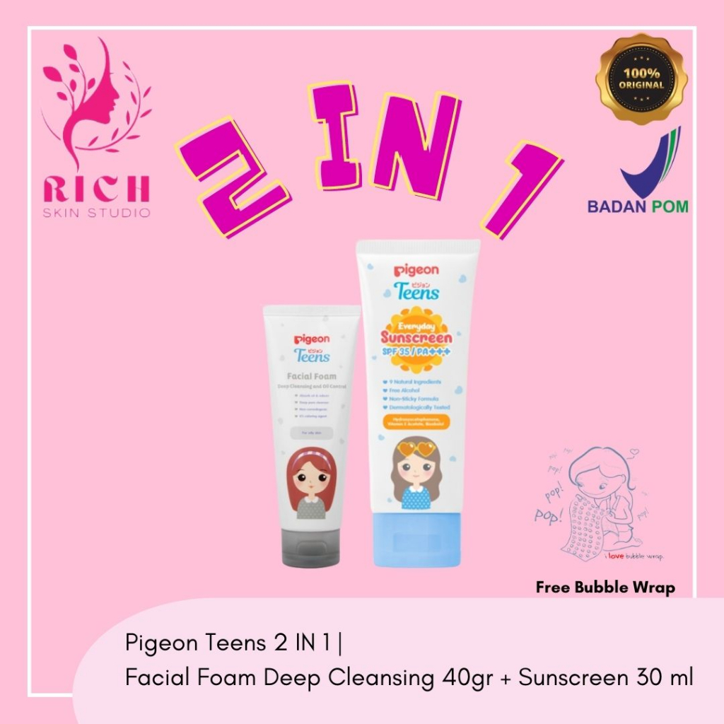 Pigeon TEENS 2 IN 1 SUNSCREEN SPF 30 PA ++ FACIAL FOAM DEEP CLEANSING ...