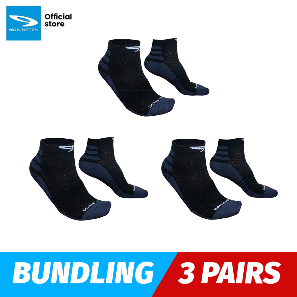HITAM 910 Nineten Bundling Socks Haze Ankle - Black Gray (3Pcs ...