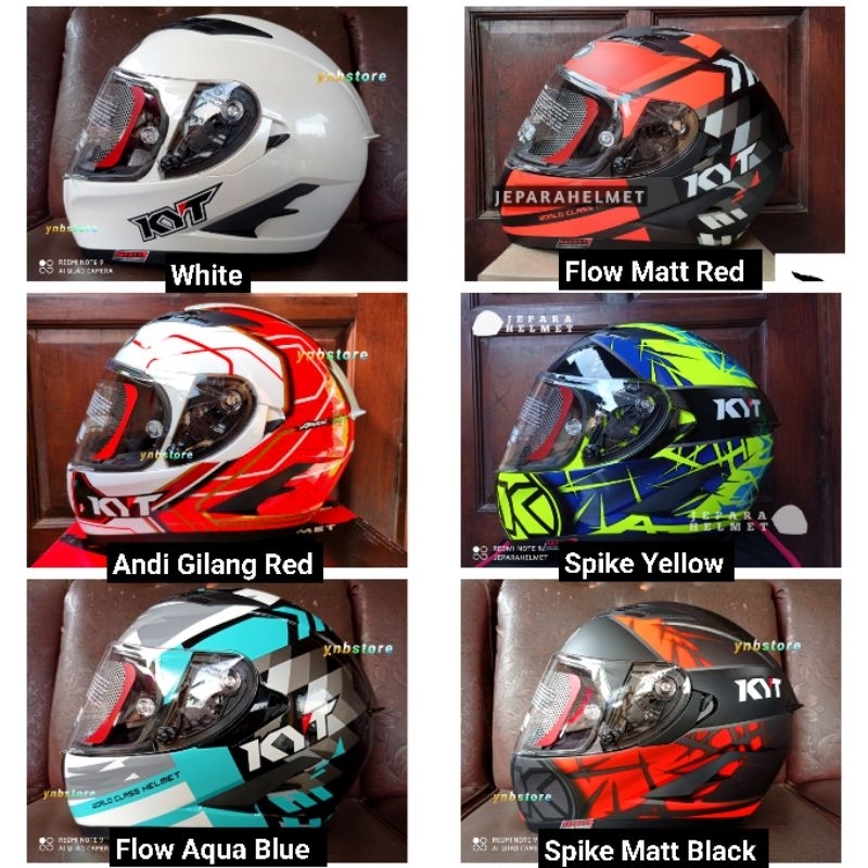 PUTIH Helmet KYT Falcon FR Andi Gilang Radiant Flow Spike Raid Black ...