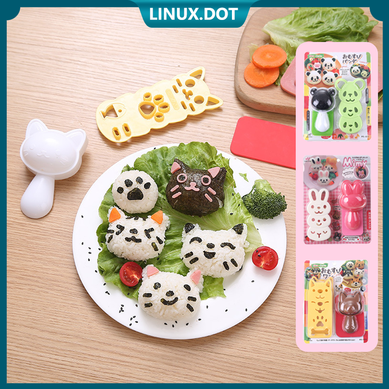 Cute Character Bento Rice Mold Set 3D Shape Cartoon Cat Panda Bear ...