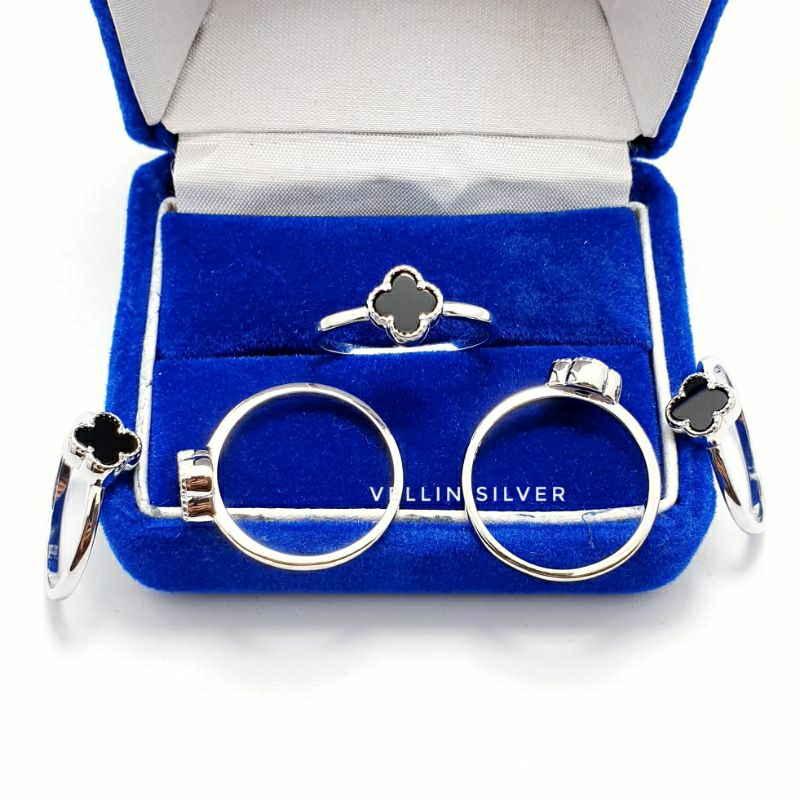 PUTIH HITAM 925 Silver Ring Plated with White Gold - Black Van Cleef ...