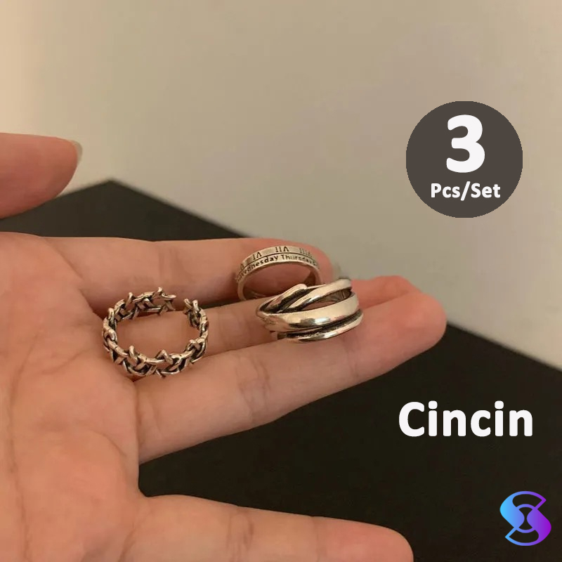 Marcella Roman Numerals Ring 3 in 1 Ring Fashion Set Men Model Set ...