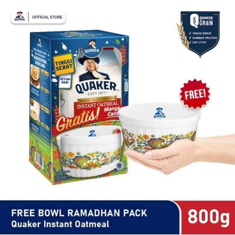 Extra!! ️ Quaker instant oatmeal 800gr free Beautiful Bowl exp July ...