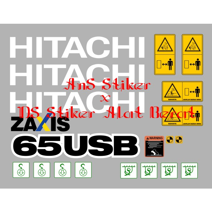 Hitachi Excavator Sticker Zaxis ZX 65 USB Heavy Equipment Sticker ...