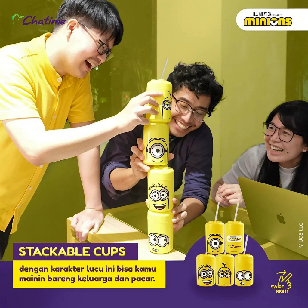 Chatime X Minions Stackable Cups Bob Kevin Phill Stuart | Shopee Malaysia