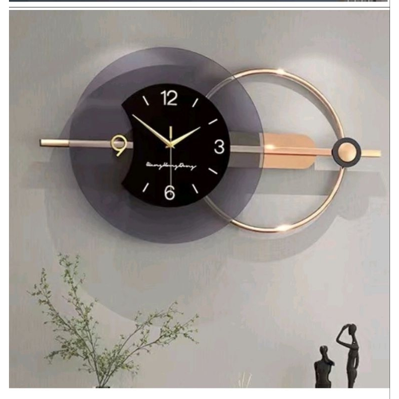 Luxury aesthetic Wall Clock black metal gold | Shopee Malaysia
