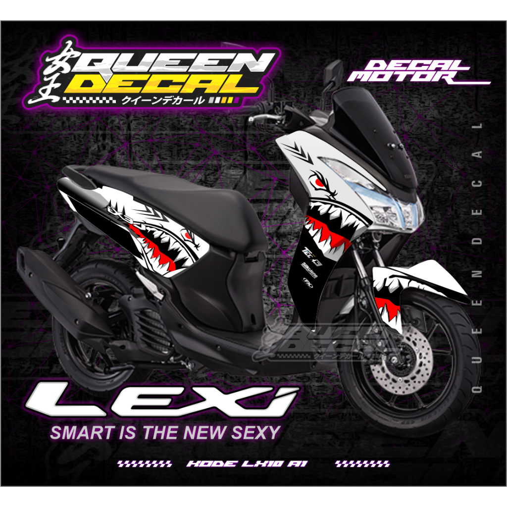 Custom Design DECAL Sticker FULLBODY LEXI 125 - MOTIF ANGRY SHARK ...