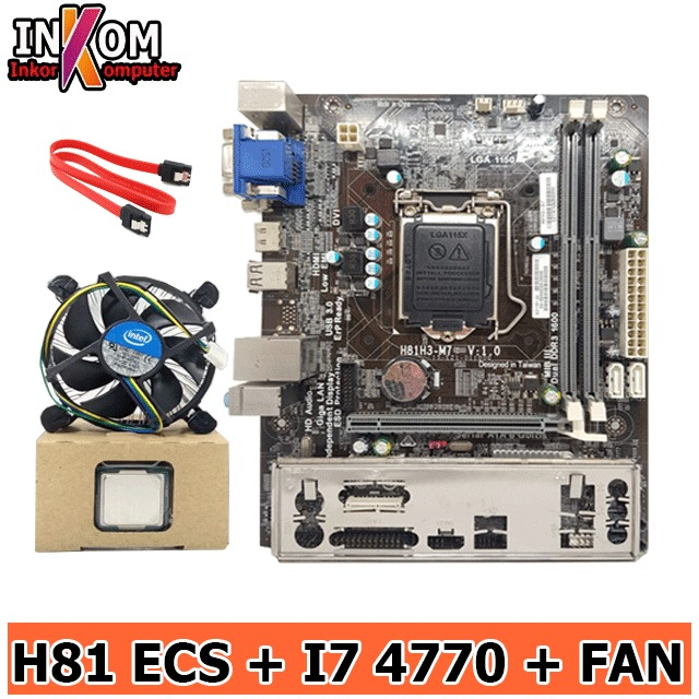 Package Mobo H81 LGA 1150 DDR3 Plus Processor i7 4790 Fan Intel ...