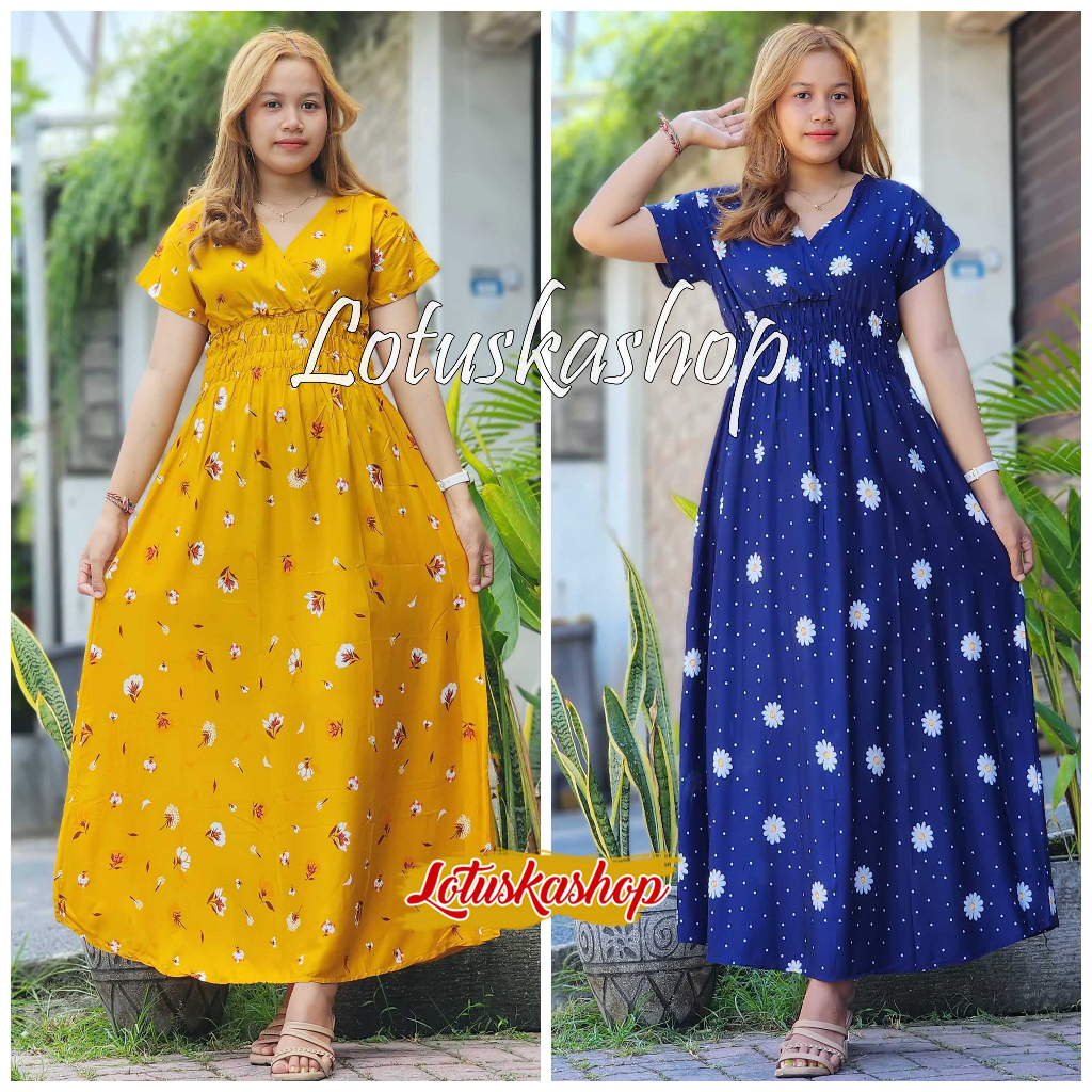 Moza Bali Long Dress with Abelion Motif | Shopee Malaysia