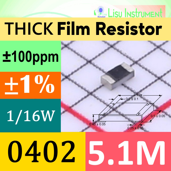 5.1m 0402 1005(mm) ±1% THICK Film SMD Resistor 62.5mW 5.1M 5M1 | Shopee Malaysia