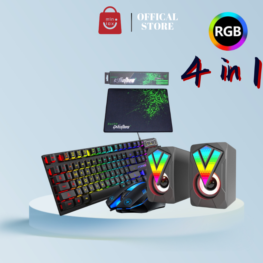 4 in 1 Laser Engraving RGB Keyboard and Mouse Gaming Package and ...