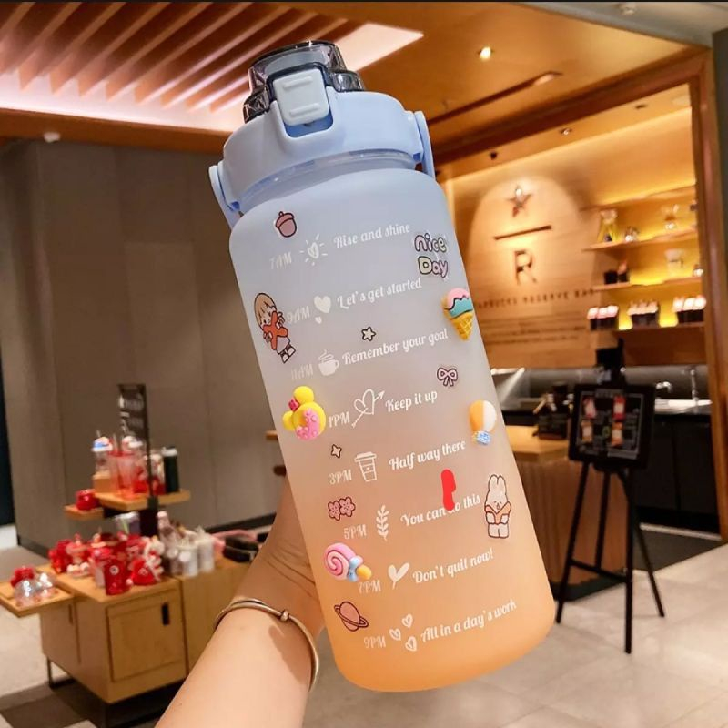 Large JUMBO Free Sticker Bottle VIRAL KOREA 2 LITER Motivational Drink ...