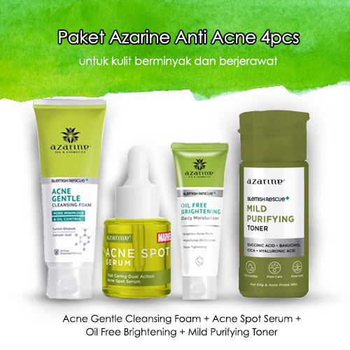 [Package] Azarine Anti Acne 4pcs (Acne Gentle Foam, Acne Spot Serum ...