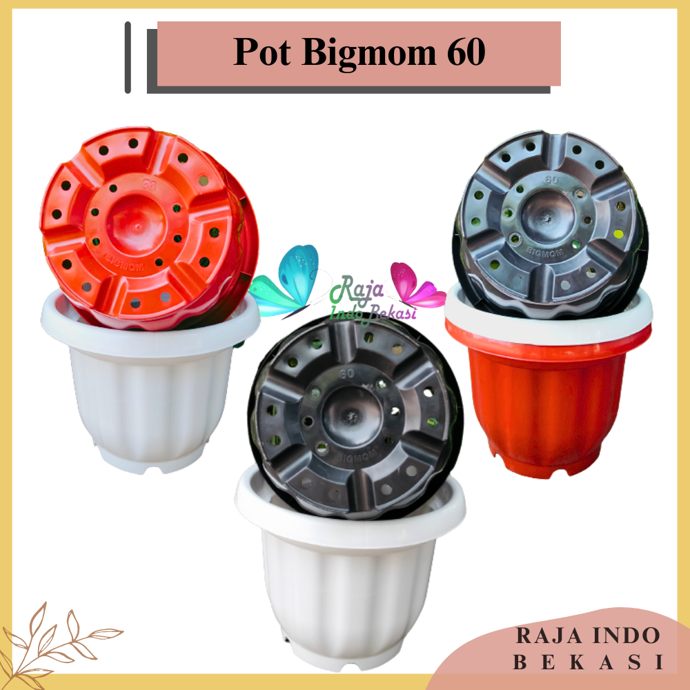 PUTIH HITAM MERAH Bigmom Pot 60 White Black Red Brick Red Brown ...
